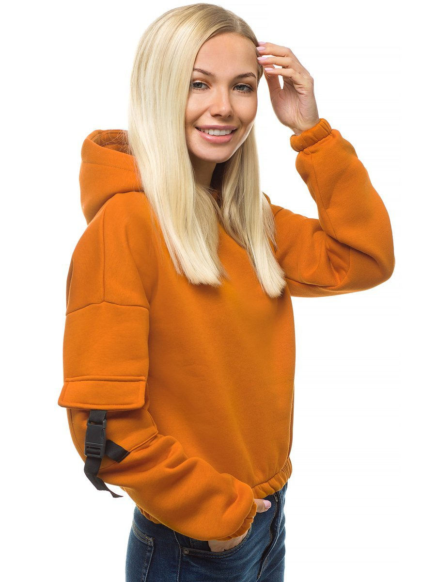 Дамски суитчър с качулка камел OZONEE O/12104 | OZONEE.BG